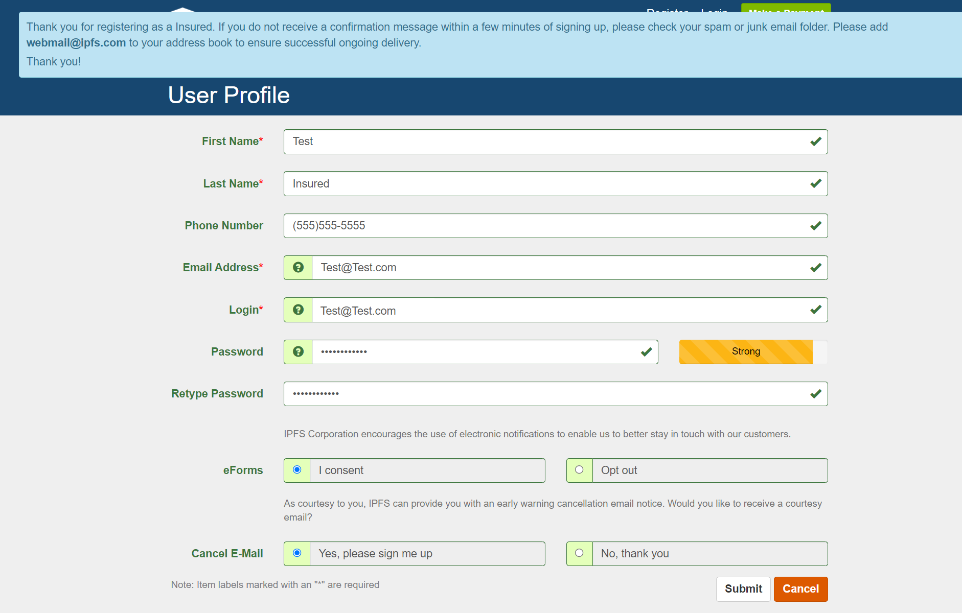 Insured Registration